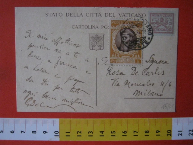 ZR1 STORIA POSTALE Vaticano Cartolina Postale Post Card 1947 Concilio ...