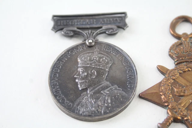 WW1 - GV Erased Medals Inc Army Long Service Victory & 1914-15 Star x 3 ...