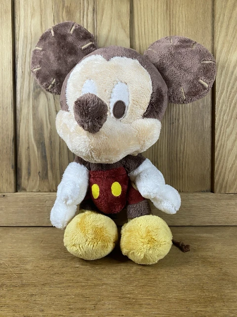 DISNEY VINTAGE STYLE Mickey Mouse Soft Toy Chocolate Brown Button ...