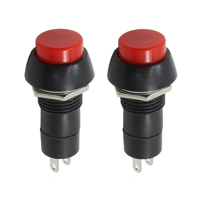 2X RED PUSH Button Switch Latching Bolt-On ON/OFF Car DC 12V/5A, AC ...