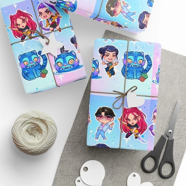 KPOP DEMON HUNTERS Wrapping Paper, Huntrix Derpy Tiger Christmas ...