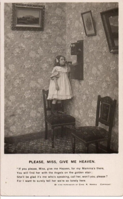 (B2) ANTIQUE POSTCARD Bamforth Song Card Please Miss Give Me Heaven ...