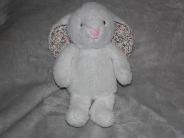 ASDA BUNNY SOFT toy Hapello white rabbit comforfter floral ears £14.95 ...