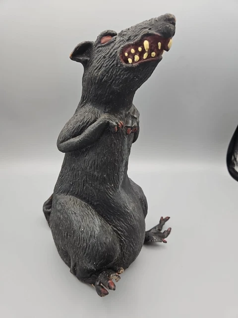 VINTAGE HALLOWEEN 11” Rubber Standing Black Rat Scary Prop Decor Figure ...
