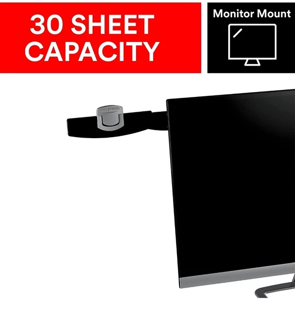 3M MONITOR MOUNT Document Clip, 30 Sheet Capacity, Black (DH240MB) $11. ...