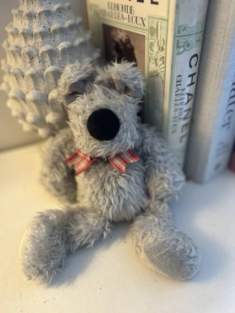 JELLYCAT SCRUFF DOG Medium Plush Toy Vintage Grey Red Check Bow J40 £31 ...