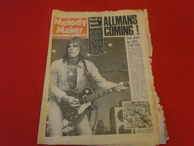 VINTAGE ROCK N Roll Newspaper Pulp Magazine Melody Maker 1973 Jeff Beck ...