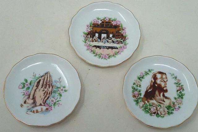 LAST SUPPER JESUS Christ & Praying Hands Set of 3 Religious Porcelain ...