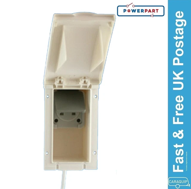 CARAVAN TND EXTERNAL 13 amp Socket Outlet Box 240V White Motorhome ...