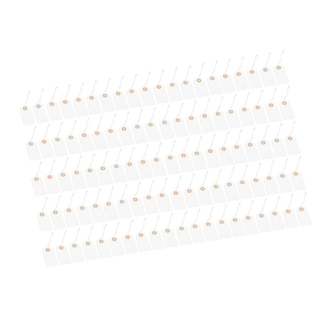 100PCS PRICE TAGS With Pre Strung Loop Strings Small White Marking Tags ...