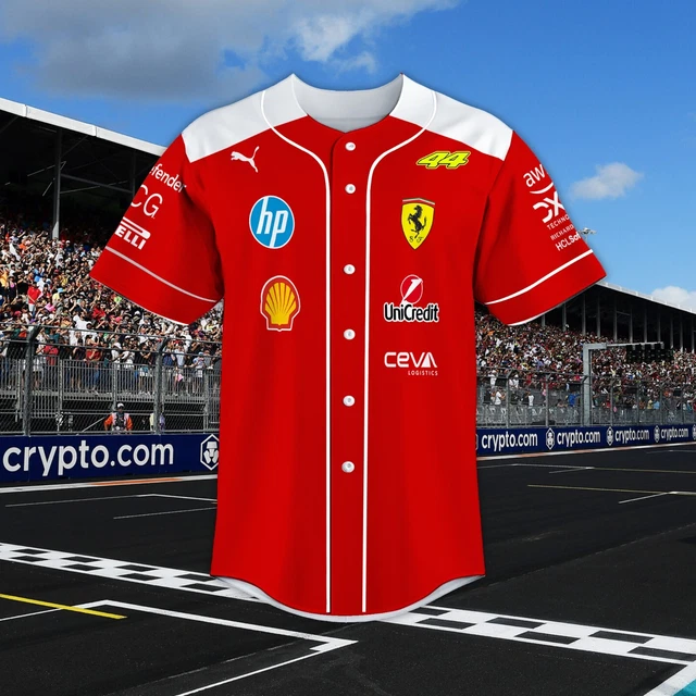 SCUDERIA FERRARI F1 2025 Team Jersey, 44 Driver Baseball AOP Jersey $30 ...