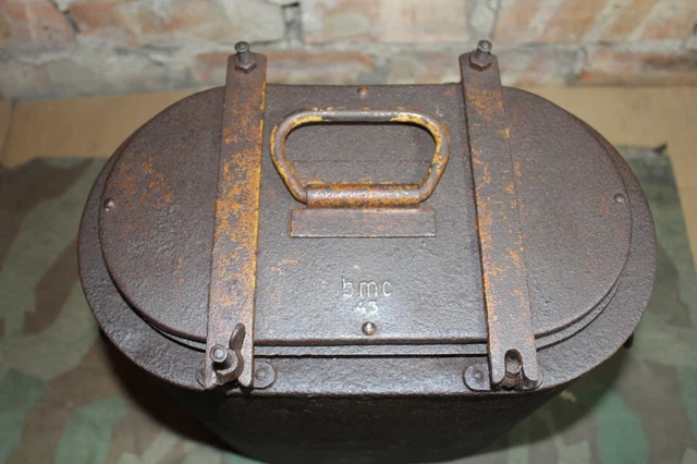 ORIGINAL WW2 GERMAN HOT FOOD CONTAINER ESSENTRAGER bmc 43 LATE WAR GELB ...