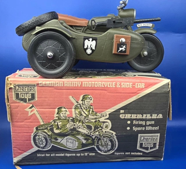 VINTAGE CHERILEA ACTION Man German motorbike and sidecar - Boxed £74.99 ...