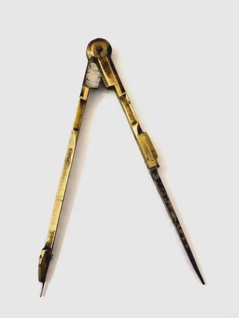 ANTICO RARO COMPASSO In Ottone Ingegneria Massoneria Design Tecnica ...