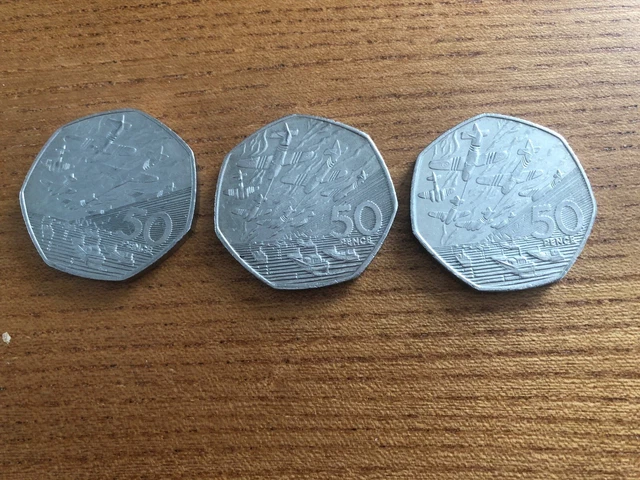 THREE 1994 50P D-Day 50th Anniversary Normandy Landings 50 Pence Coins ...