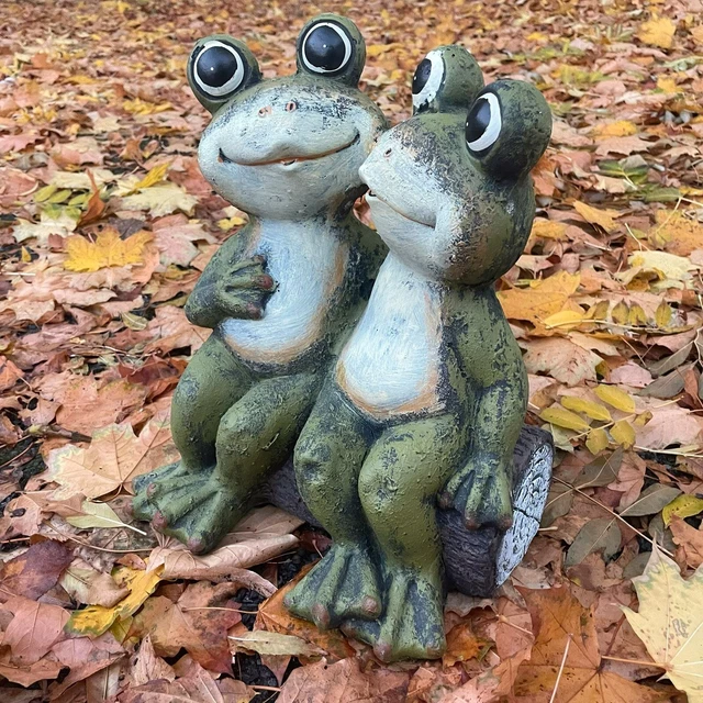 COPPIA DI RANE XXL su panca scultura design rana rane giardino stagno ...