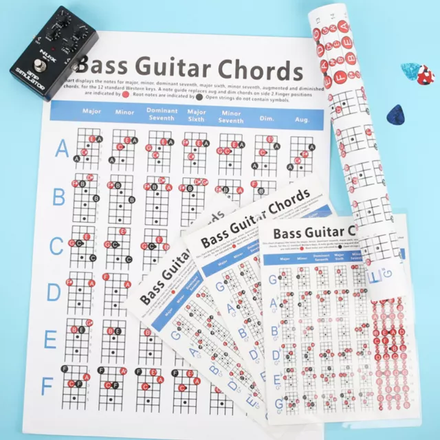 4 STRING BASS Chord Chart Guitar Triads Chart Guitar Chord Poster £12. ...