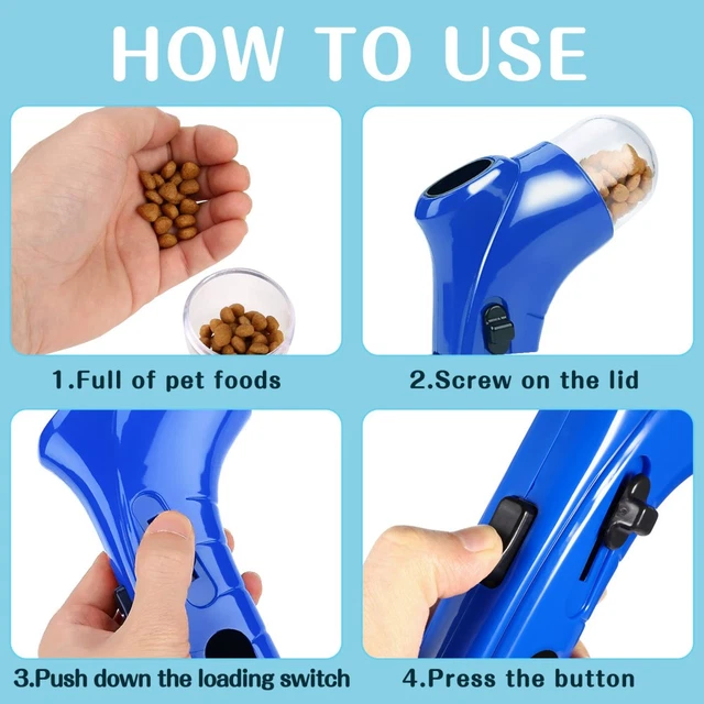 DOG TREAT LAUNCHER Pet Thrower Launcher Interactive Pet Toy Treat ...
