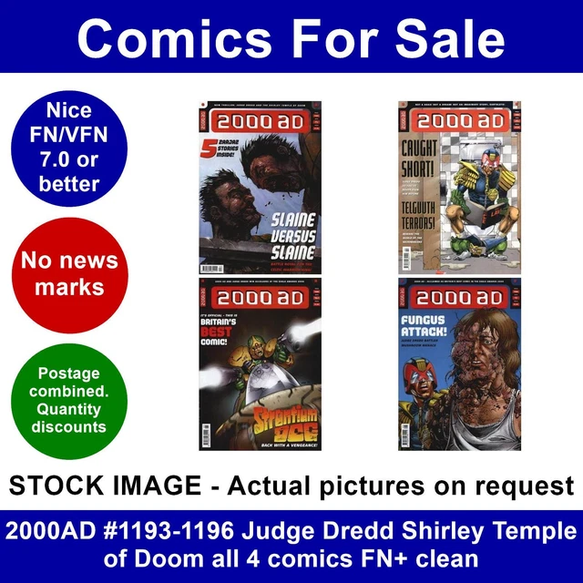 2000AD #1193-1196 JUDGE Dredd Shirley Temple of Doom all 4 comics FN+ ...