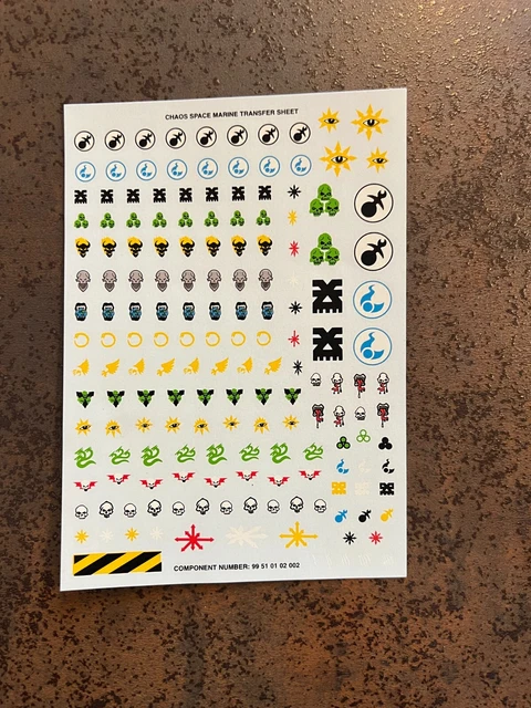 COD. 1165. WARHAMMER 40k chaos space marines, decals sheets vintage ...