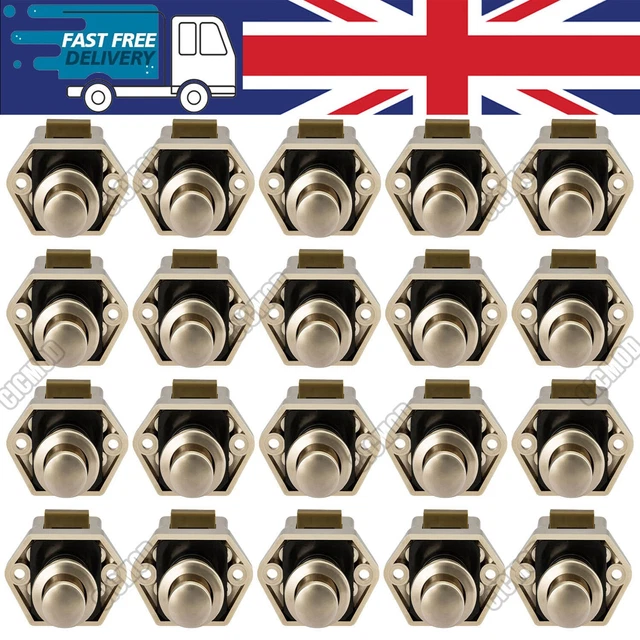 20X MINI PUSH Button Catch Lock Handle Latch Cupboard Camper Van ...