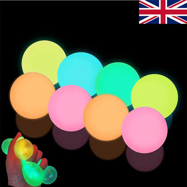LUMINOUS STICKY BALL Toy Magic Ceiling Globs Glow in the Dark Ball ...