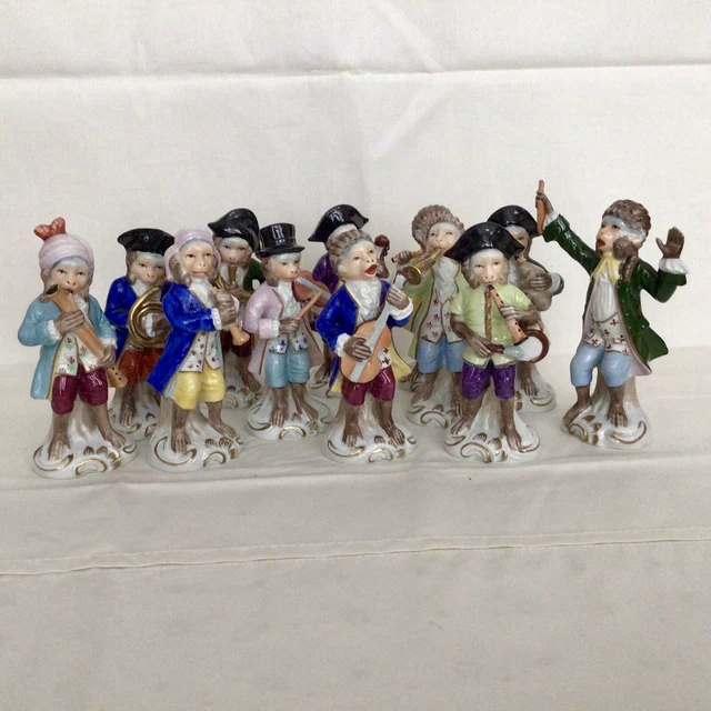 ANTIQUE SITZENDORF 12 Piece Monkey Band, Hand Made & Painted In Germany ...