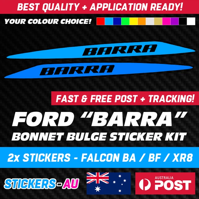 FORD FALCON &BARRA& Boss Bonnet Bulge Hump Sticker / Decal Kit - Ba ...