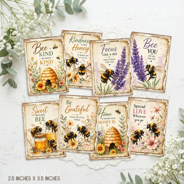 HONEY BEE SENTIMENT Card Toppers Cardmaking Scrapbooking Tags ...