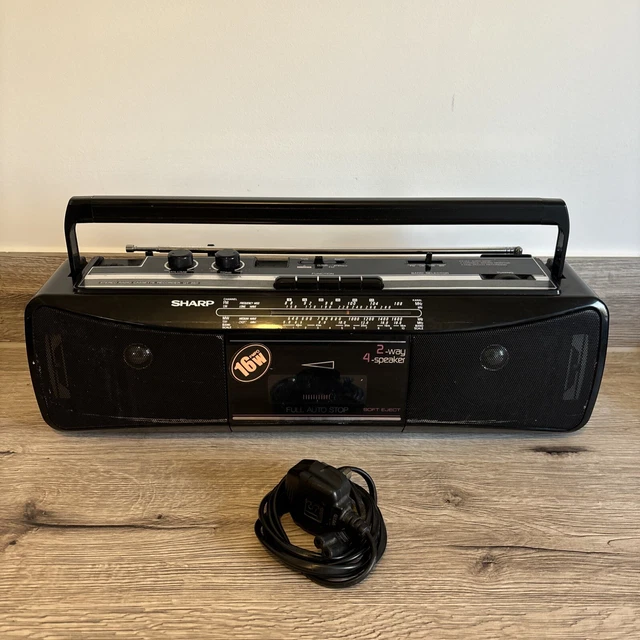 VINTAGE SHARP RADIO Cassette Boombox QT-250E Deck nastro nero ...