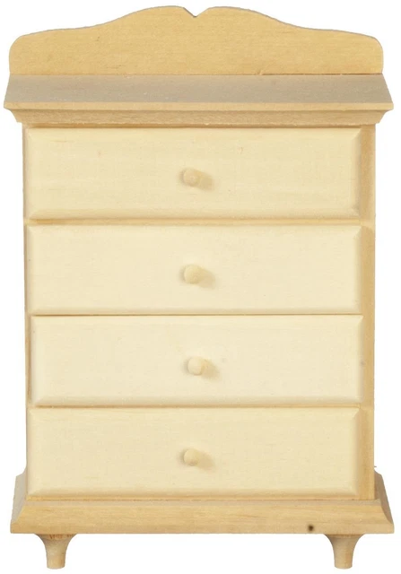 MAISON DE POUPÉES Commode Bare Bois Miniature Mobilier de Chambre 1:12 Échelle EUR 29,54 ...