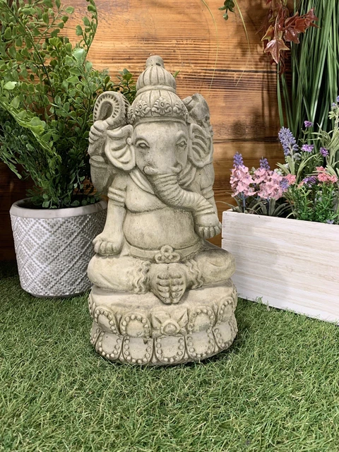 STONE GARDEN GANESH Buddha Elephant Praying Statue Ornament £29.99 ...