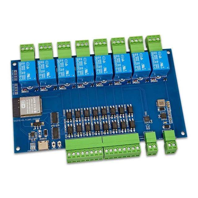 ESP32 RS485 MODBUS 8 Channel Relay Module 9-24V TYPE-C WIFI Bluetooth ...