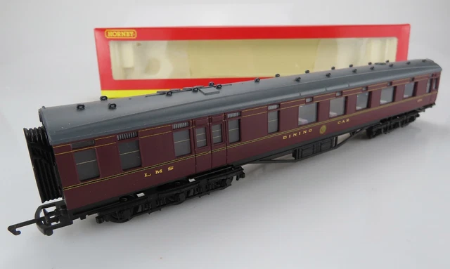 OO GAUGE HORNBY R4095 LMS 68ft Dining Car 12 Wheel Coach No 235 Maroon ...