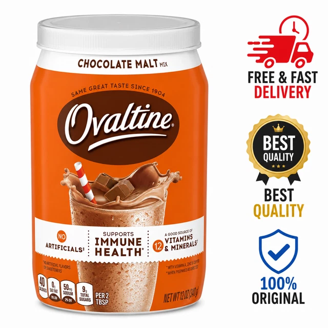OVALTINE CHOCOLATE MALT Powder Drink Mix 12 oz Hot & Cold Milk Mix £8. ...