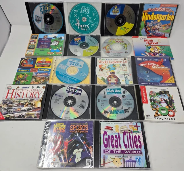 EDUCATIONAL KIDS VINTAGE PC Software 18 Games Reference Learning ...