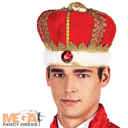 ROYAL KING CROWN Mens Fancy Dress British Medieval Adults Costume ...