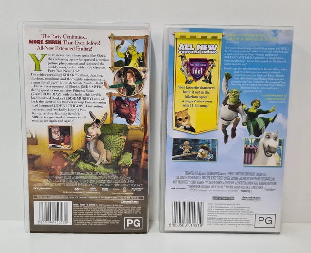 SHREK & SHREK 2 VHS Bundle Dreamworks Animated Movie Mike Myers Eddie ...