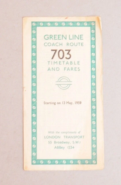 BUS COACH TIMETABLE London Transport Green Line Route 703 1959 £5.00 ...