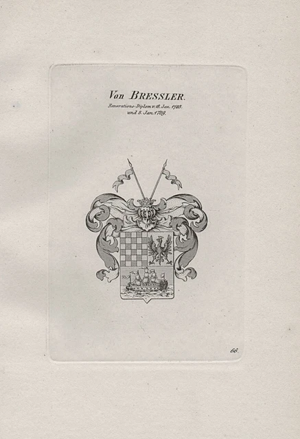 1830 BRESSLER ARMOIRIES Coat De Arms Gravure sur Cuivre Engraving ...