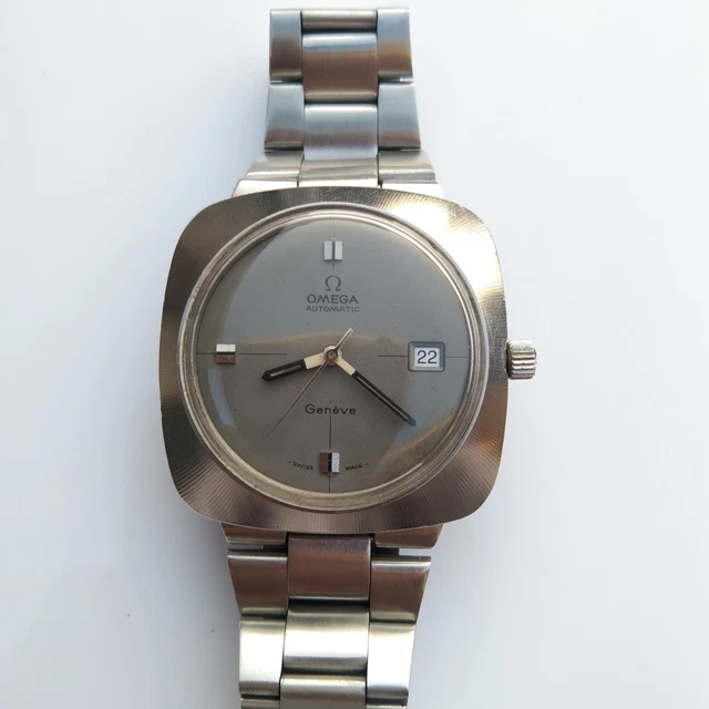 RARE OMEGA GENEVE Dynamic Automatic Cal. 565 Date Gray Dial Men's Watch ...
