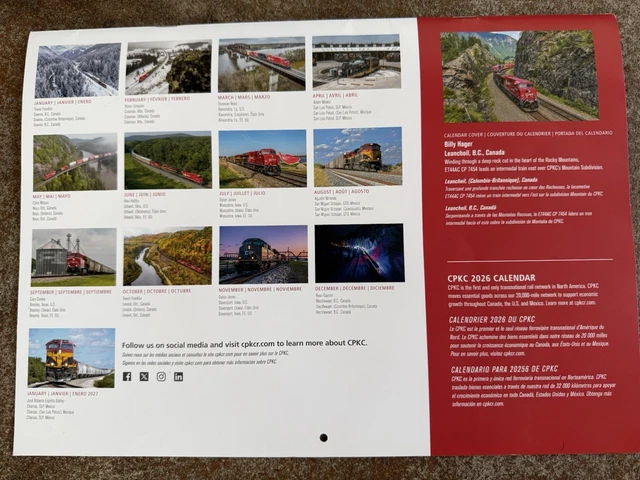 CPKC RAILROAD 2026 Wall Calendar £17.05 - PicClick UK