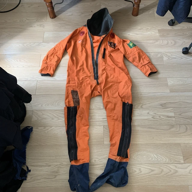 VINTAGE MULTIFABS HELICOPTER? FLIGHT SURVIVAL DRYSUIT Front Zip hood ...