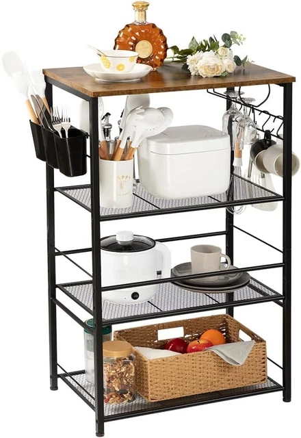 4-LAYER KITCHEN MICROWAVE Oven Stand Cart, Sturdy Bakers Rack Kitchen ...