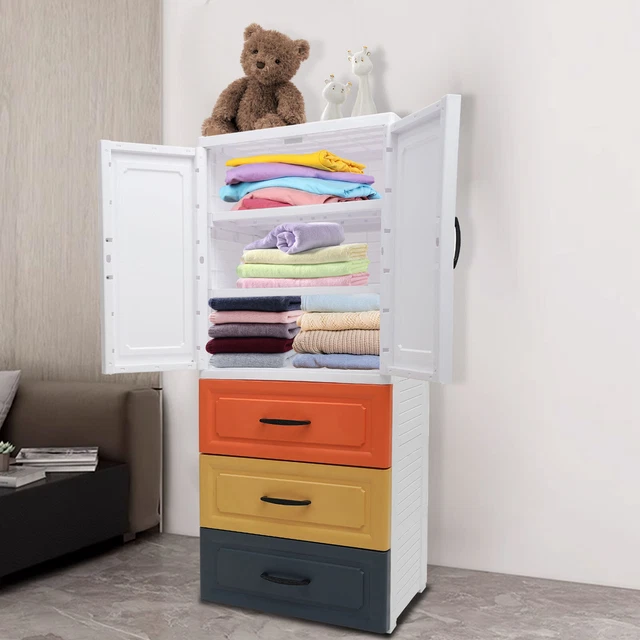 2-LAYER 2DOOR OPEN Plastic Furniture Bedroom Wardrobe Armoire Storage ...