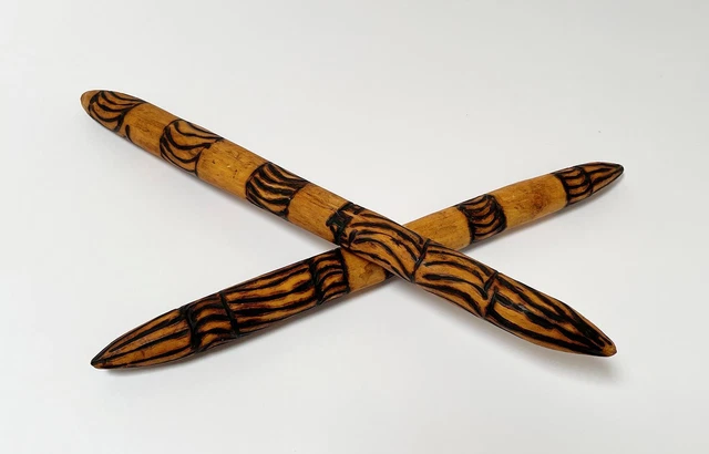 VINTAGE AUSTRALIAN ABORIGINAL Music Clap Sticks Indigenous Burnt ...