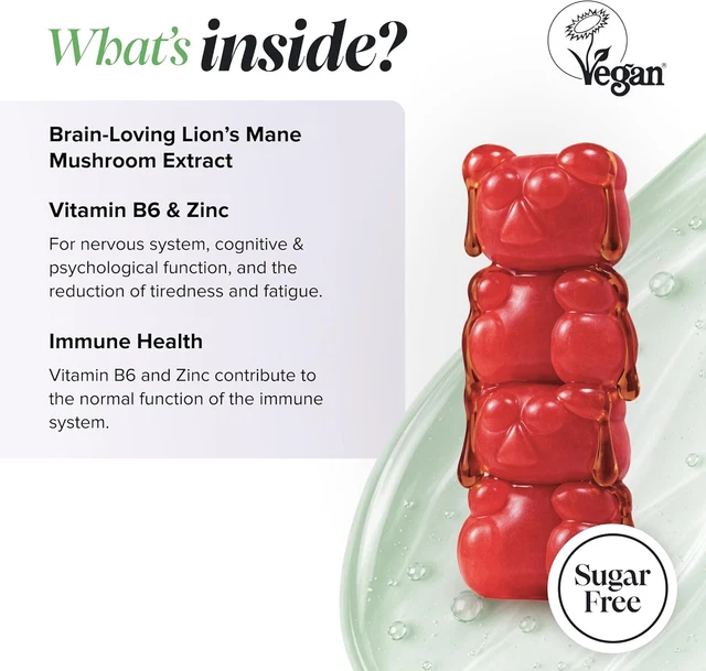 KIDS LIONS MANE Gummies - 30 Sugar Free Gummies - Mushroom Complex with ...