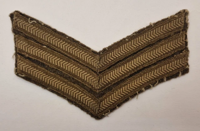 WW1/2 BRITISH ARMY Sergeant Rank Chevrons Cloth Embroidered Single NCO ...