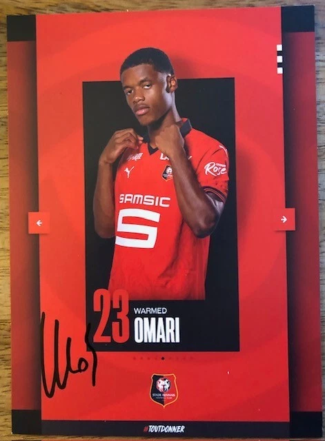 CARTE DÉDICACÉE WARMED OMARI Stade Rennais Rennes SRFC 2023/2024 signed ...