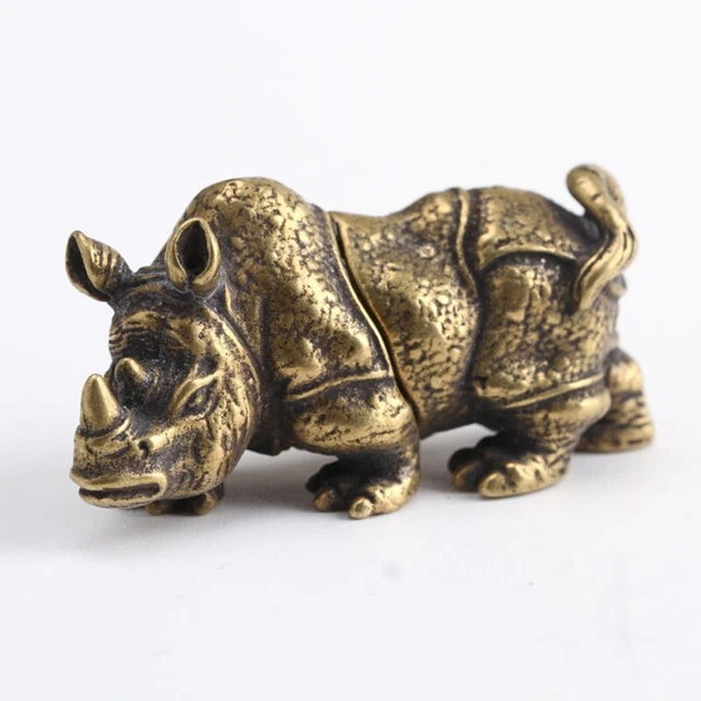 MINI SCULPTURE RHINOC??ROS en cuivre artisanal fait main d??coration ornement jo EUR 7,48 ...
